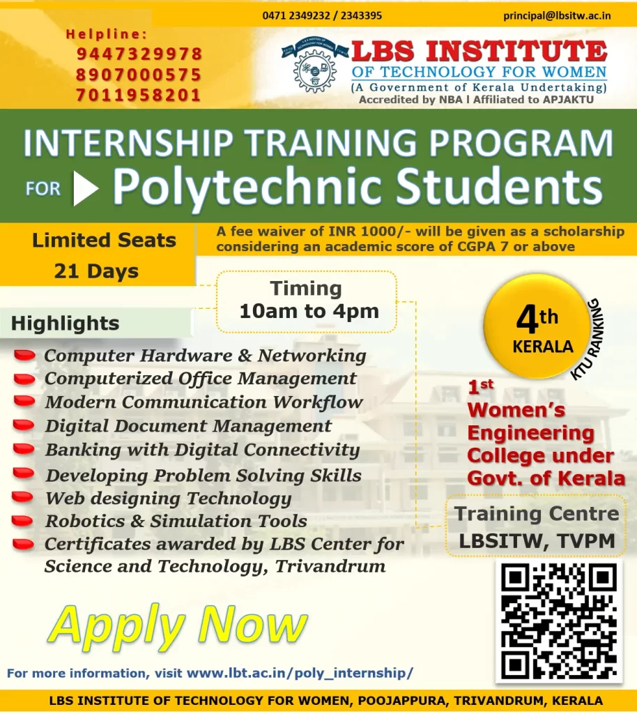 Internship Training Program (Polytechnic) - LBS INSTITUTE OF TECHNOLOGY ...